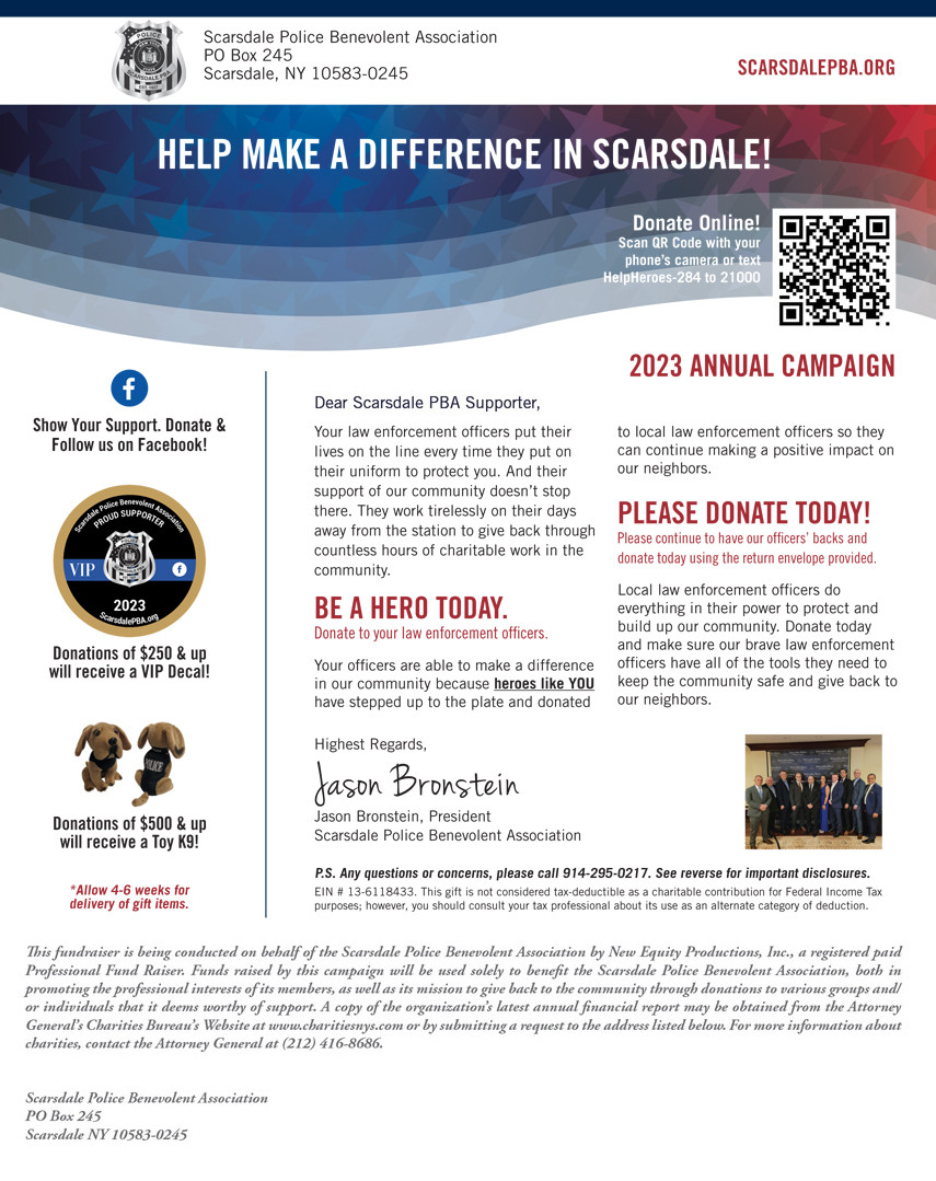 Scarsdale Police Benevolent Association - Donate Now!